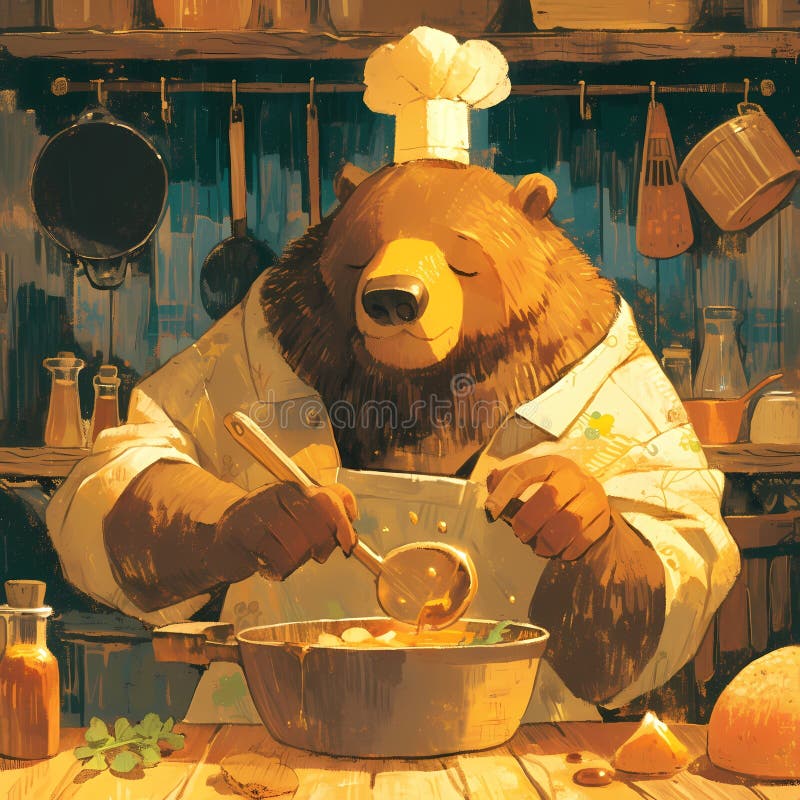 Bear Chef in Action stock illustration. Illustration of cozy - 310856389
