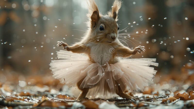 Ballet-Ready Squirrel: Adorable Dance Performance in Tutu Stock ...