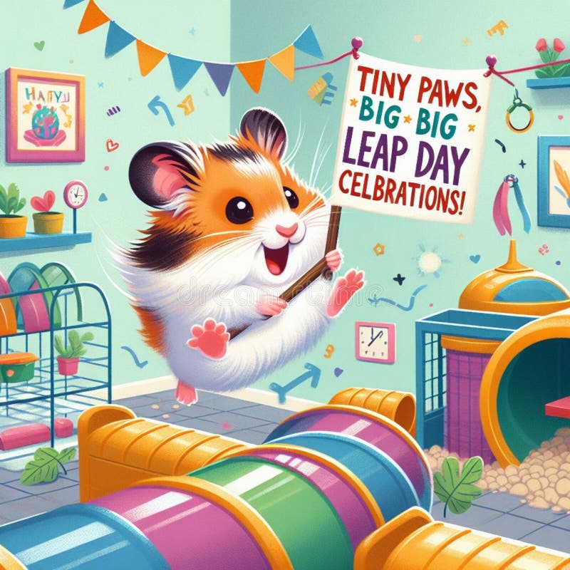 Bunny Cute Animal with Fun Background, and Leap Day Wishes, Leap Year ...