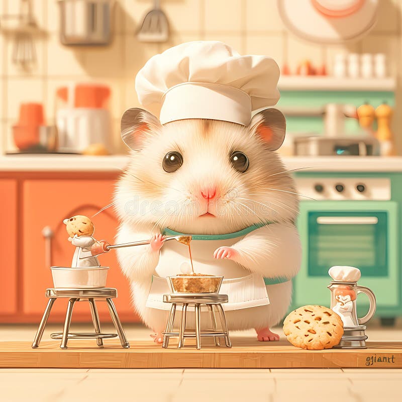 Adorable Hamster Chef Prepares Delicious Food Stock Illustration ...