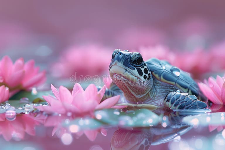 Adorable Turtle on Soft Pastel Background Stock Illustration ...
