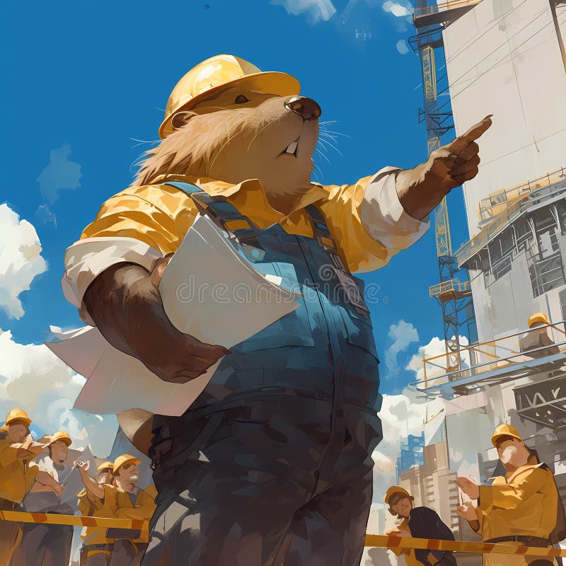 Animated Rat Construction Site Supervisor Stock Illustration ...