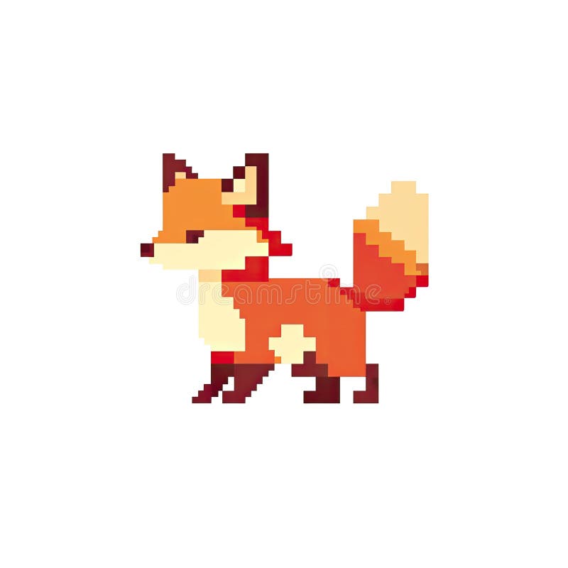 Adorable Pixel Art Fox Character Design Stock Illustration ...