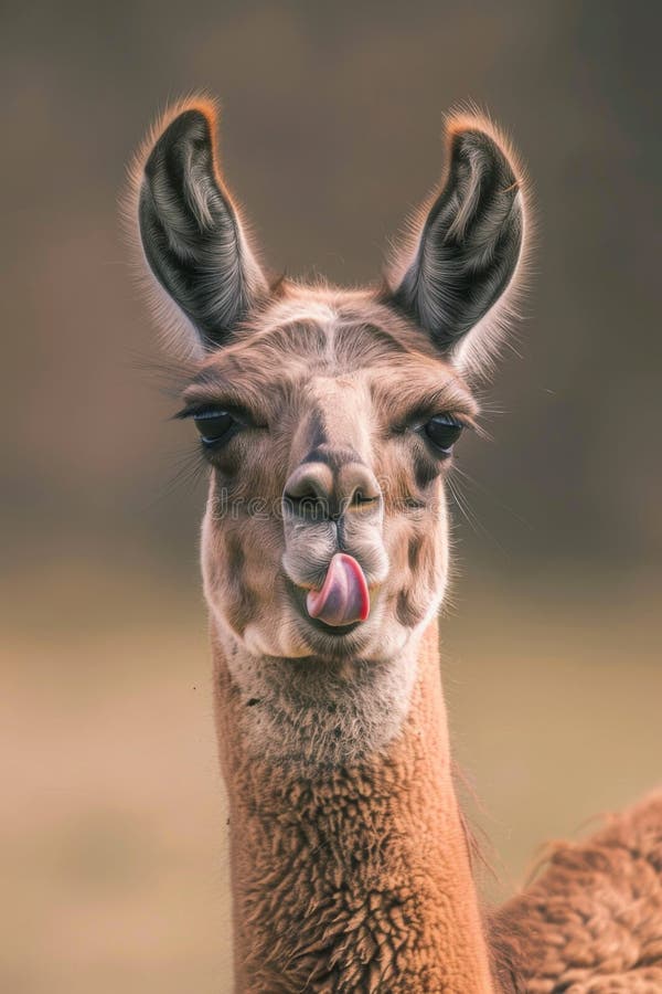 Playful Llama with a Tongue Out Stock Illustration - Illustration of ...
