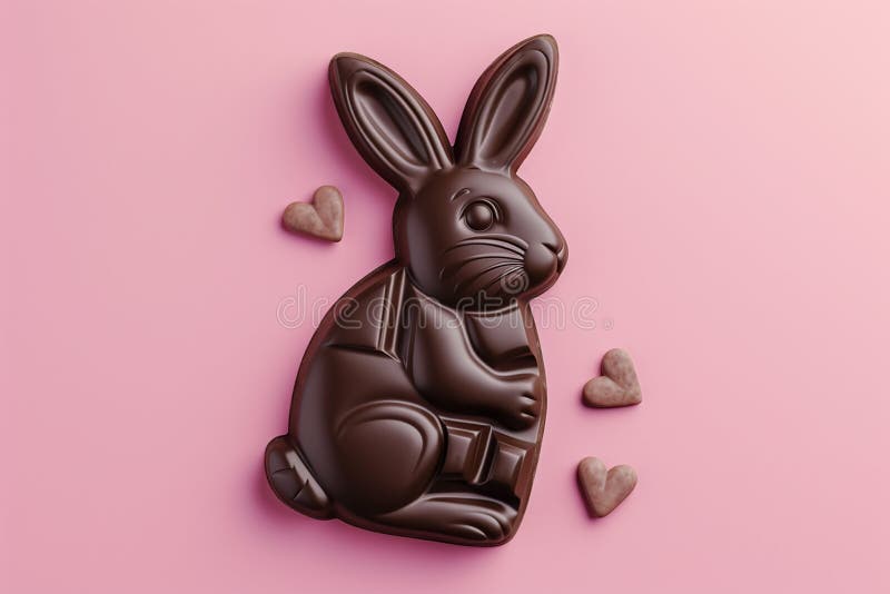 Rabbit Shaped Chocolate Bar with Easter Eggs Pink Stock Illustration ...