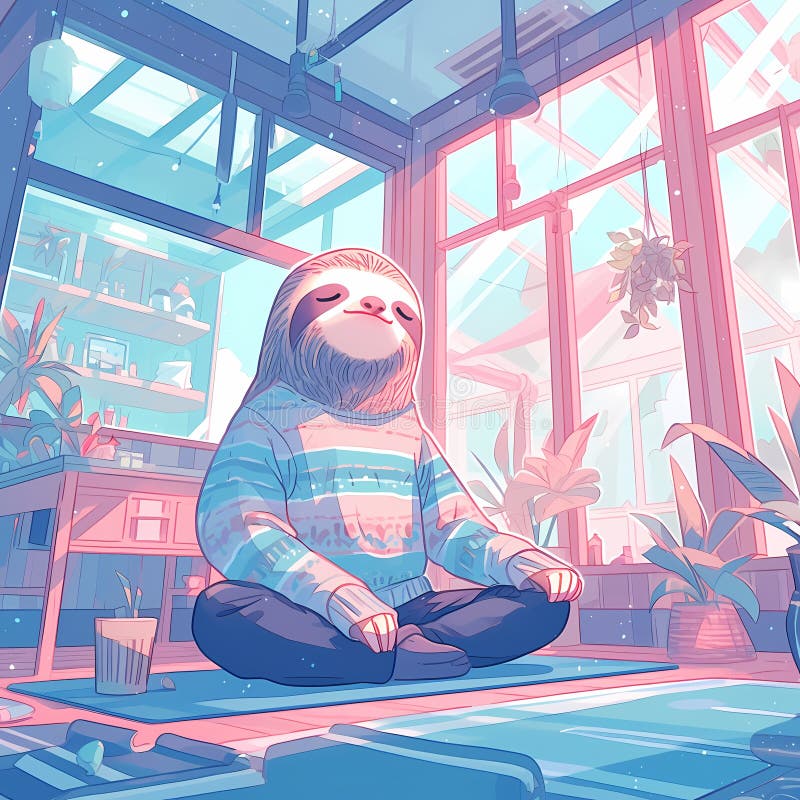 Cute Sloth Enjoys a Relaxing Day Stock Illustration - Illustration of ...