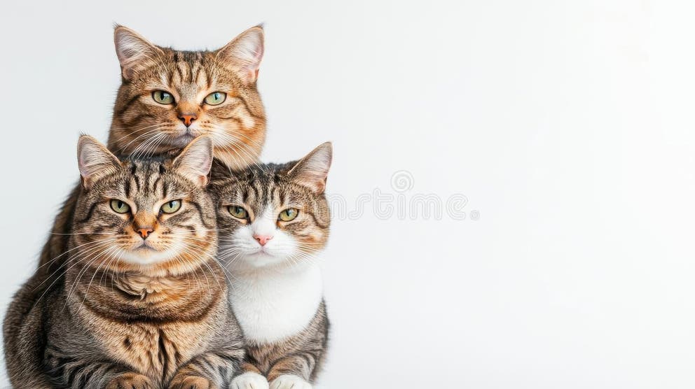 This Charming Image Features Three Tabby Cats Posing Together Against a ...