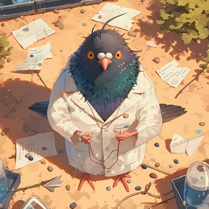 Pigeon Scientist: a Cute Furry Prodigy in a Lab Coat! Stock ...