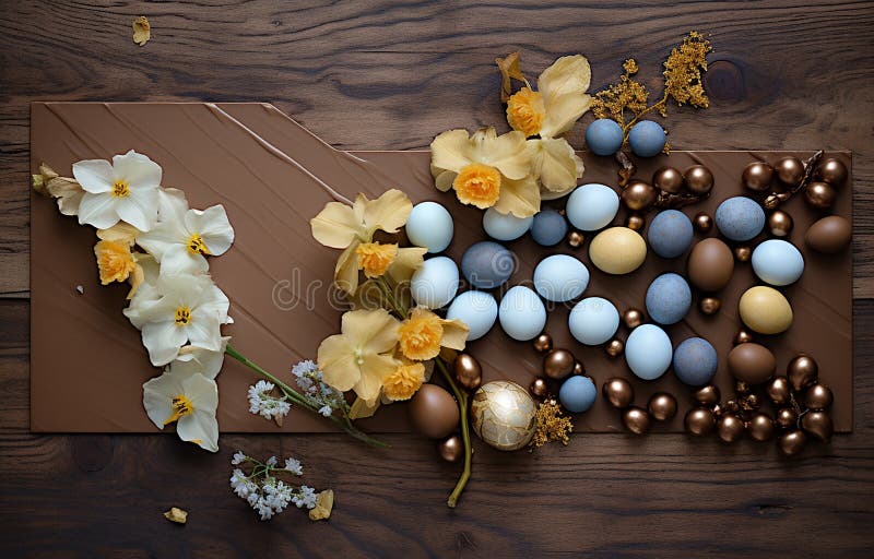 Array of Chocolate Candy Eggs and Flowers Stock Illustration ...
