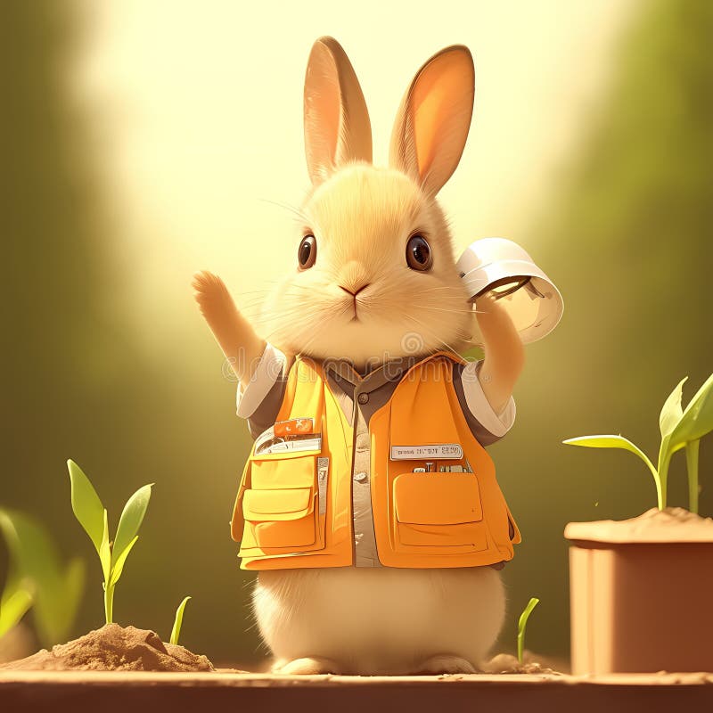 Cute Bunny Building Dream Home - Perfect for Advertising! Stock ...