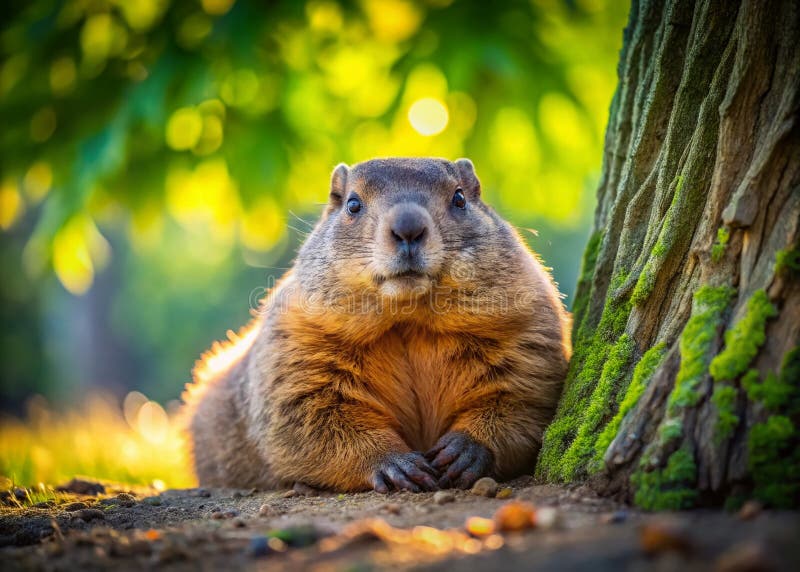 Sleepy Groundhog Snuggles in Park Shade a Minimalist Moment of Adorable ...