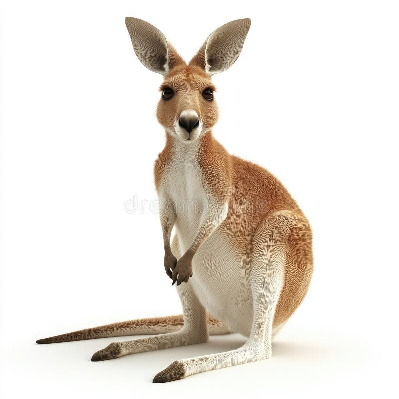 Adorable Red Kangaroo Sitting on White Background Stock Illustration ...