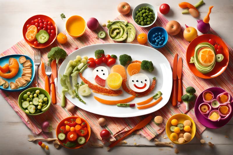 A Charming and Inviting Image Capturing a Kids Dinner Scene. Stock ...