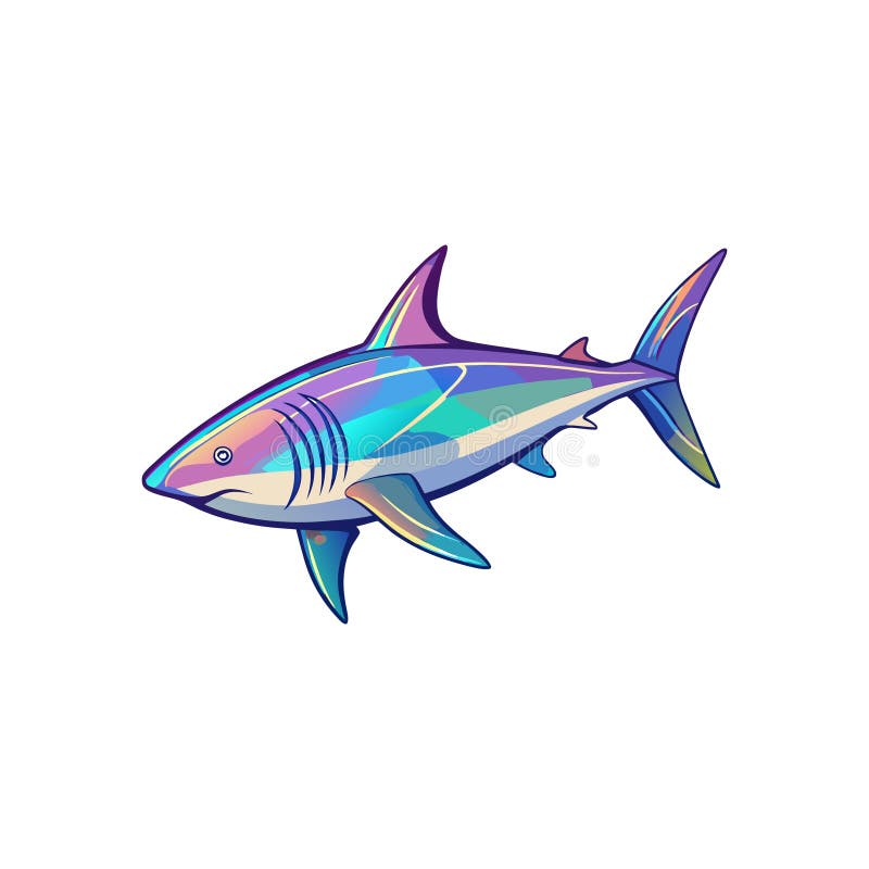 Charming Iridescent Shark in Aquatic Scene Stock Image - Illustration ...