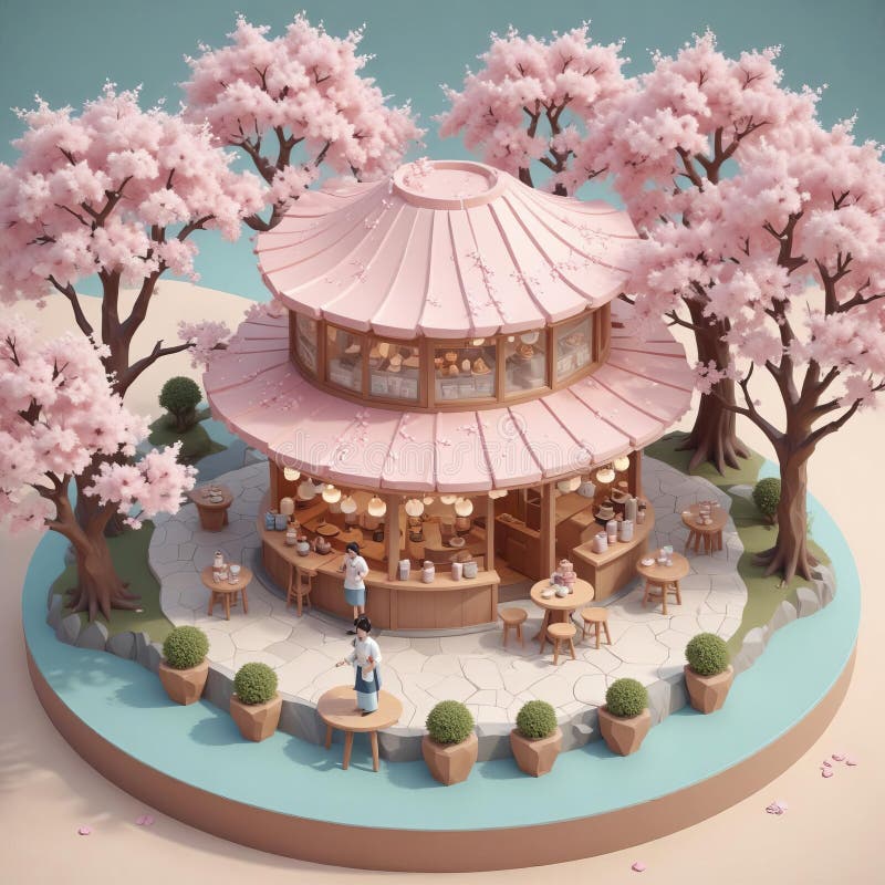 Charming Isometric Coffee Store Stock Illustration - Illustration of ...