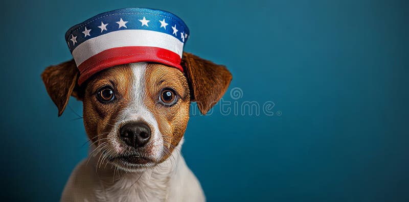 Charming Jack Russell Dog in a July 4th Hat, Space for Copy Included ...