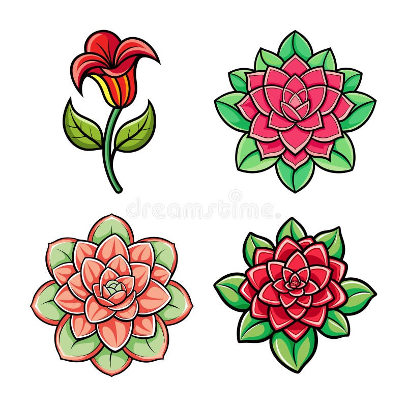 Charming Jumping Jack Flower Illustration with Bold Outline Stock ...