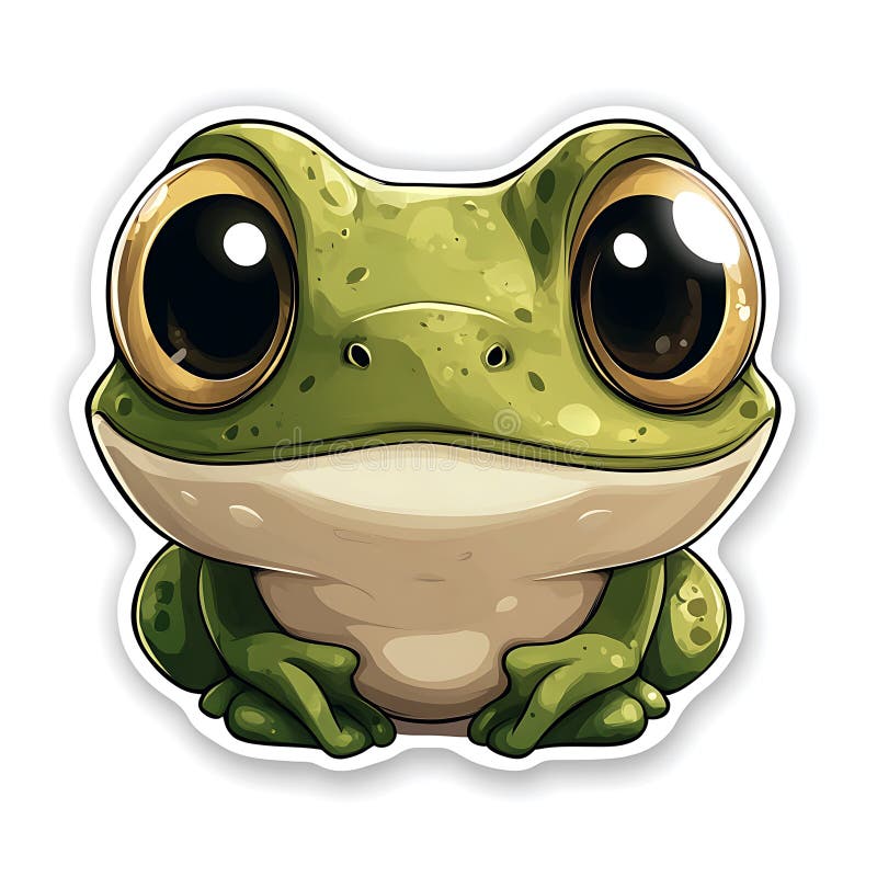 Cute Kawaii Chibi Frog Sticker Design Stock Illustration - Illustration ...