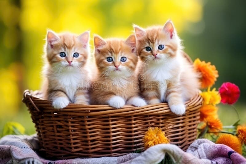 Charming Sweet Kitties Having Fun Together. AI Generative Stock ...