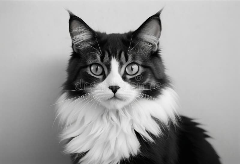 A Charming Kitty Portrait in Subtle Contrast Stock Illustration ...