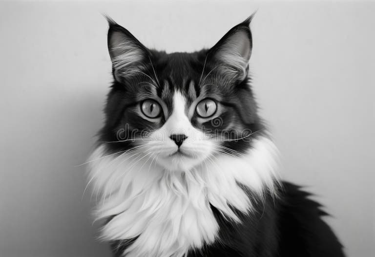 A Charming Kitty Portrait in Subtle Contrast Stock Illustration ...