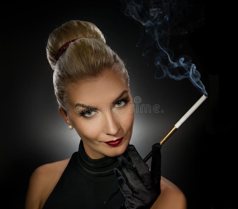 Charming Lady Smoking Cigarette Stock Photo - Image of desire ...