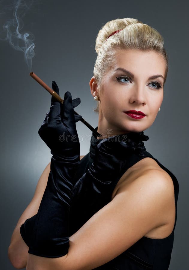 Charming Lady Smoking Cigarette Stock Photo - Image of charm, blond ...