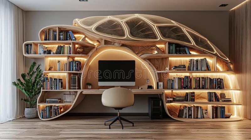 A Charming Large Turtle-shaped Bookshelf with Shelves Forming the ...