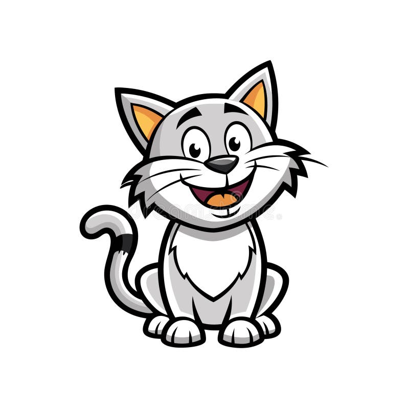 Charming Line Art Cat Character Design Stock Photo - Illustration of ...