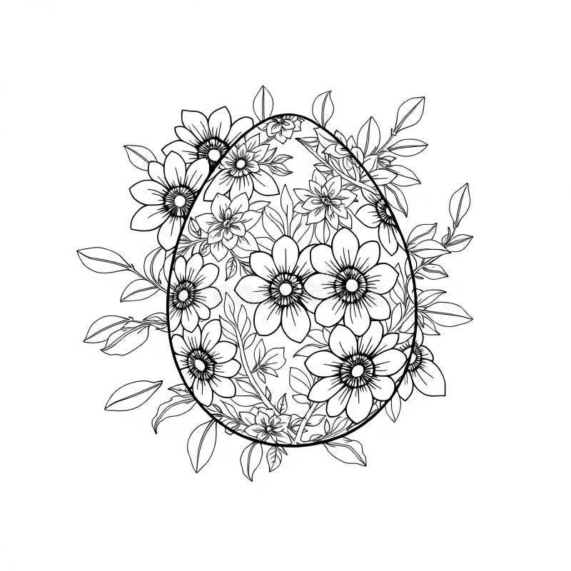 A Charming Line Art Easter Egg Filled with Ornate Patterns for Coloring ...