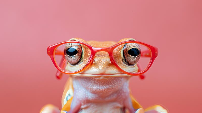 Charming Little Frog Wearing Stylish Glasses in Front of a Professional ...