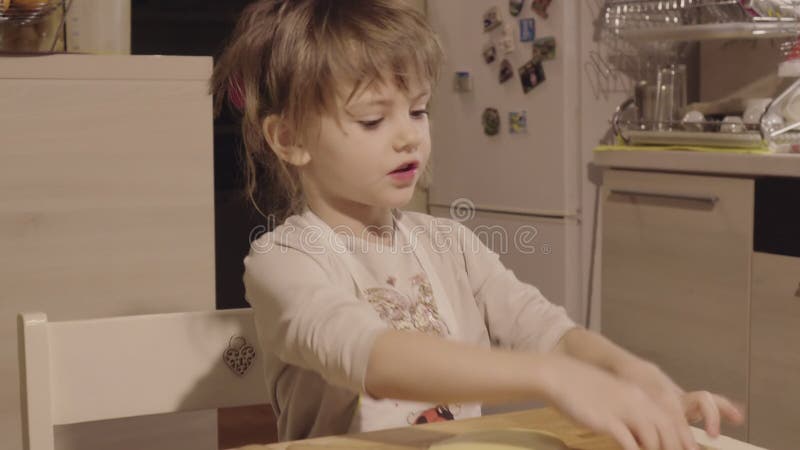 Charming Little Girl Making Biscuits at the Kitchen Table Stock Footage - Video of bake, cookie ...