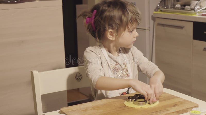 Charming Little Girl Making Biscuits at the Kitchen Table Stock Video - Video of bake, food ...