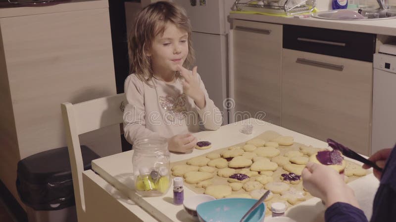 Charming Little Girl Making Biscuits at the Kitchen Table Stock Footage - Video of cookie, love ...