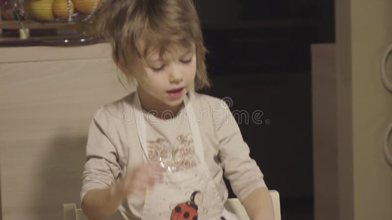 Charming Little Girl Making Biscuits at the Kitchen Table Stock Video - Video of biscuits, happy ...