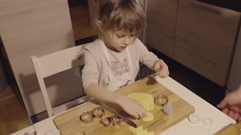 Charming Little Girl Making Biscuits at the Kitchen Table Stock Footage - Video of cheerful ...
