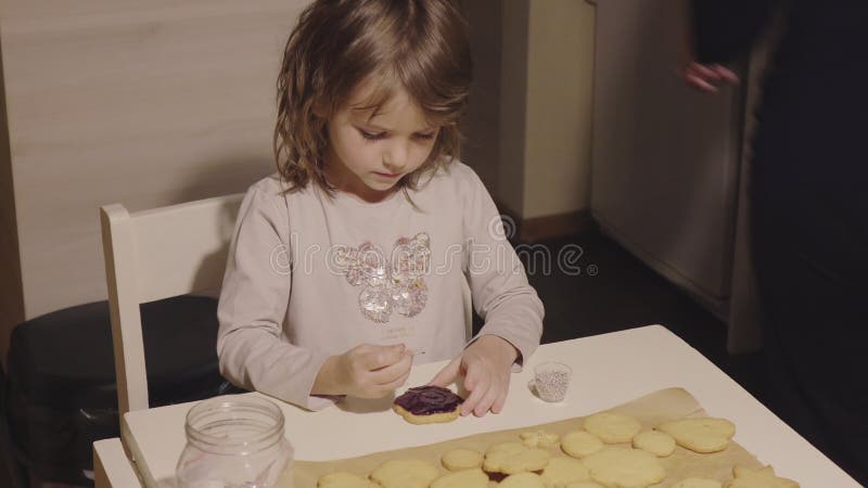 Charming Little Girl Making Biscuits at the Kitchen Table Stock Footage - Video of biscuits ...