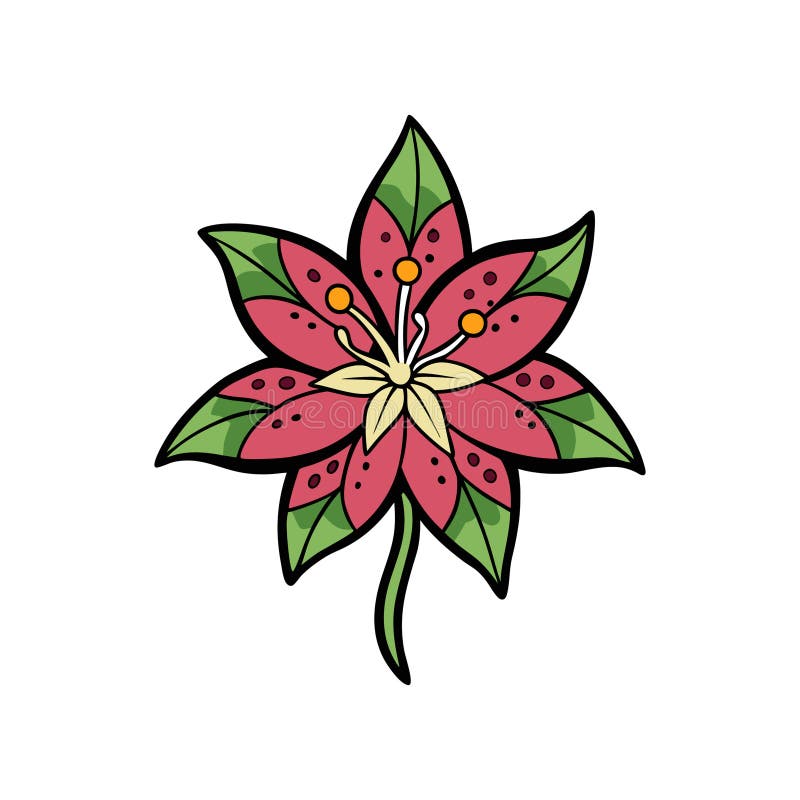 Charming Japanese Toad Lily Flower Lively Illustration Stock ...