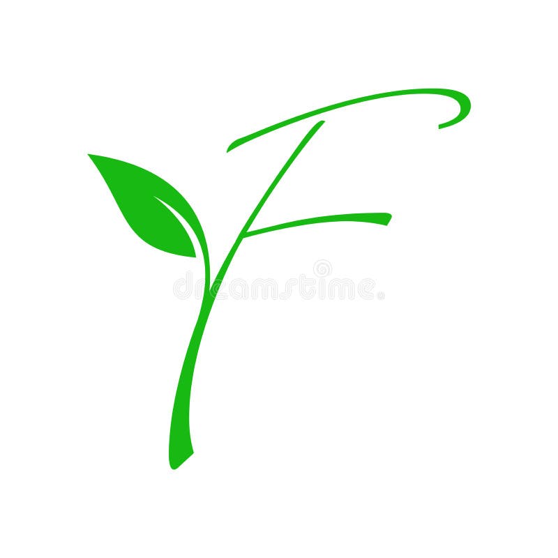 Charming Logo Design Initial F Leaf Stock Vector - Illustration of ...