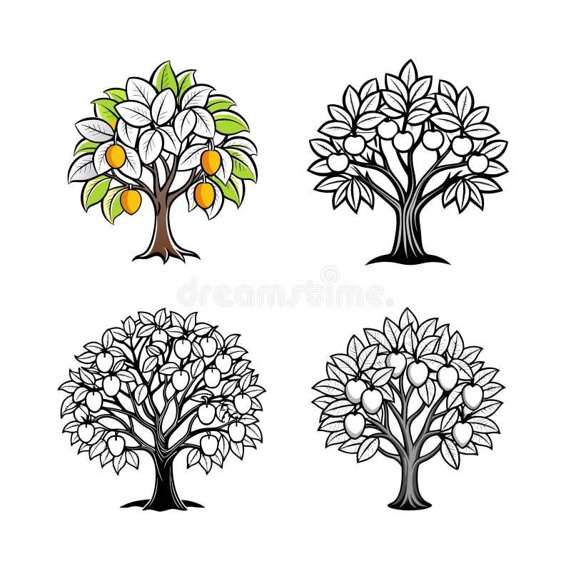 Charming Loquat Tree Graphic Stock Vector - Illustration of trunk ...
