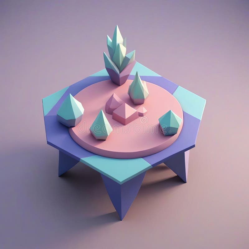 Charming Low Poly Table Design Stock Illustration - Illustration of ...