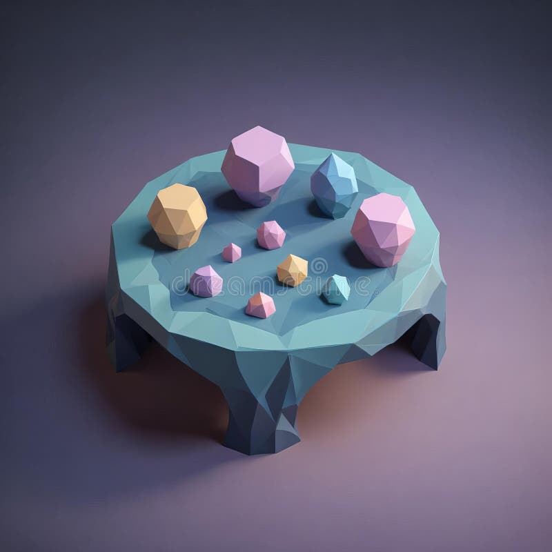 Charming Low Poly Table Design Stock Illustration - Illustration of ...