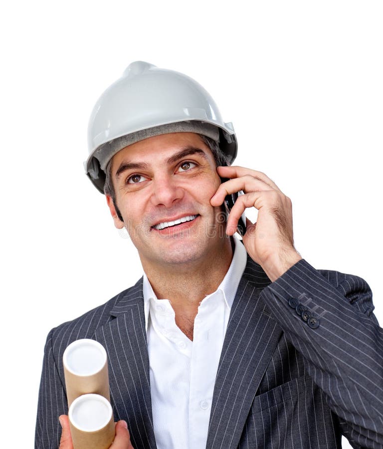 Charming Male Architect on Phone Stock Photo - Image of communications ... Charming Male Architect on Phone Stock Photo - Image of communications ...