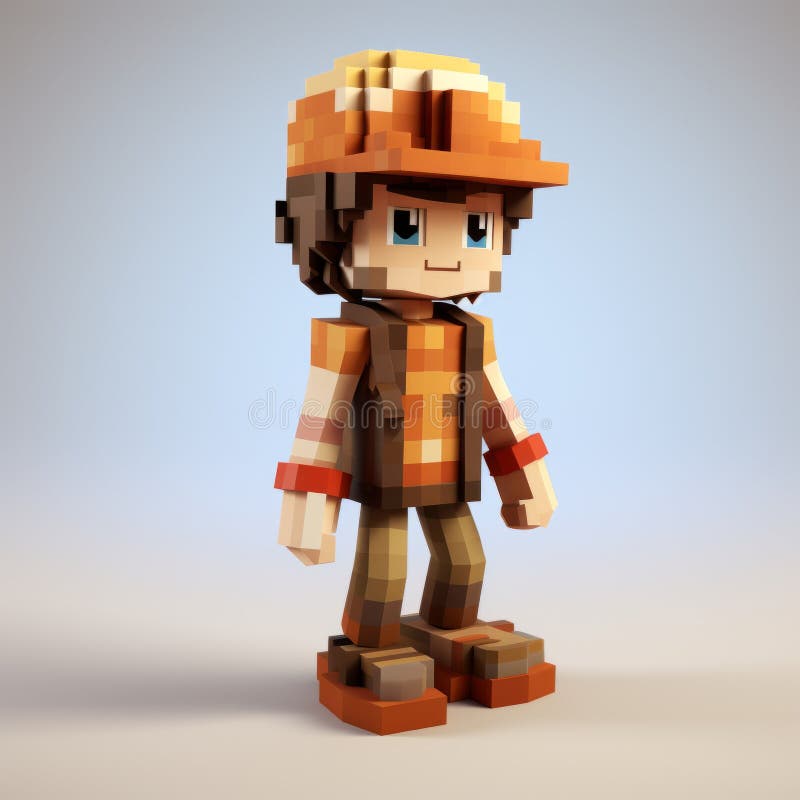 Charming Minecraft Worker Render with Tilt Shift and Sepia Tone Stock ...