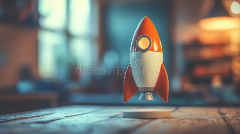 A Vintage Rocket Ship Model Sits on a Desk, Embodying Innovation and ...