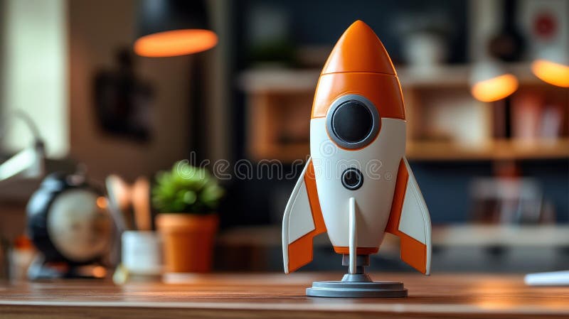 A Vintage Rocket Ship Model Sits on a Desk, Embodying Innovation and ...