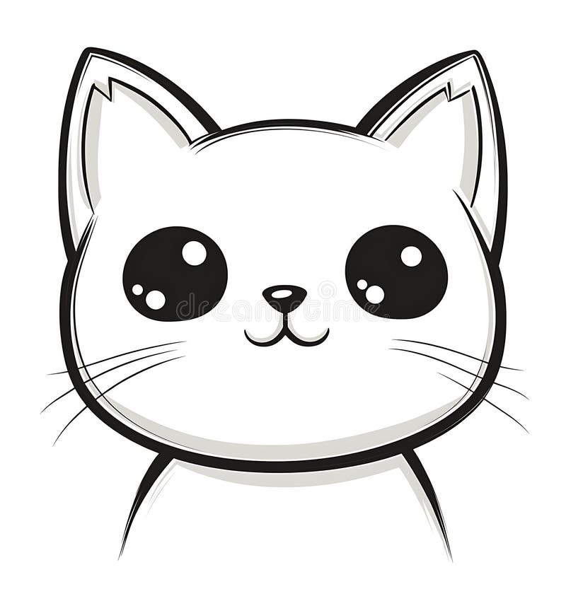 Charming Minimalist Cat Face Icon with Playful Expression. Stock ...
