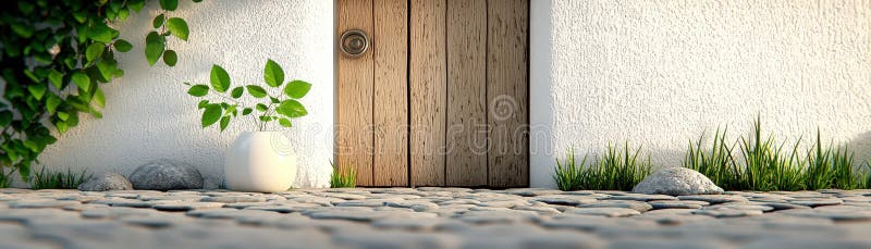 Charming Minimalist Entryway with Natural Elements and Textured Stone ...