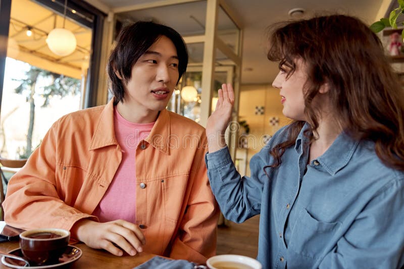 Charming Moments Shared between Multicultural Friends Stock Image ...