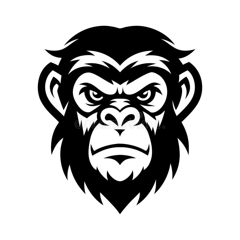 Charming Monkey Head Silhouette Vector for Whimsical Designs Stock ...